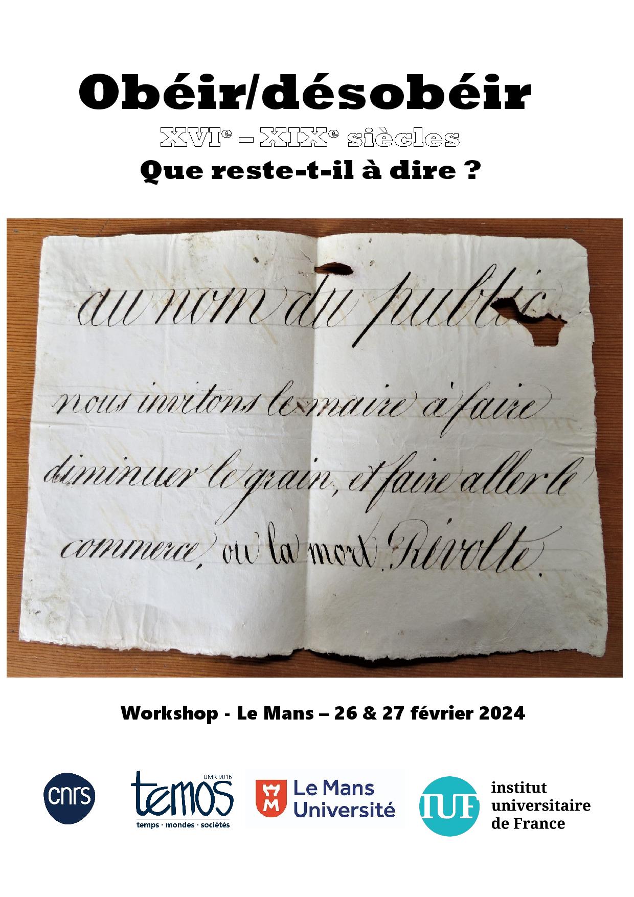 Obéir, désobéir, XVIe-XIXe siècle : que reste-t-il à dire ...